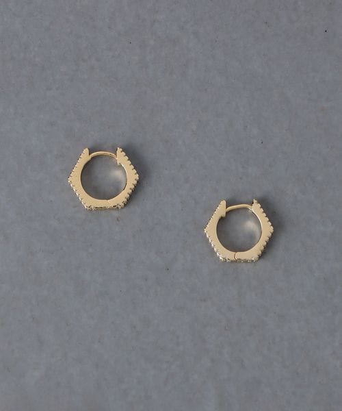 Side Pavé Hexagon Hoop Earrings
