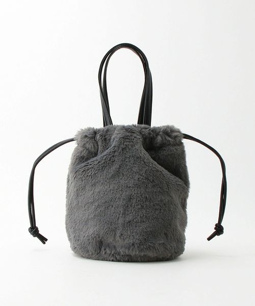 Faux fur drawstring purse
